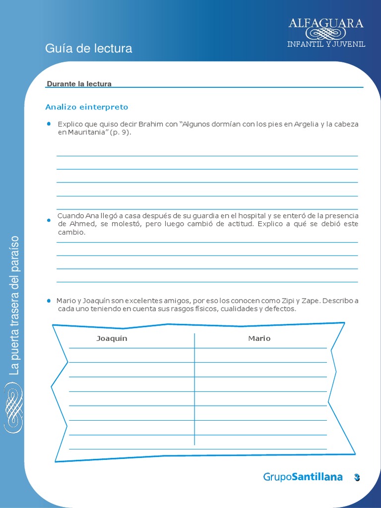 La puerta trasera del paraíso: Guía Infantil | PDF