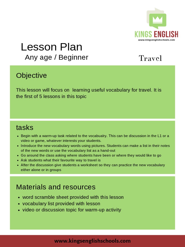 Travel 3 | PDF | Lesson Plan | Vocabulary