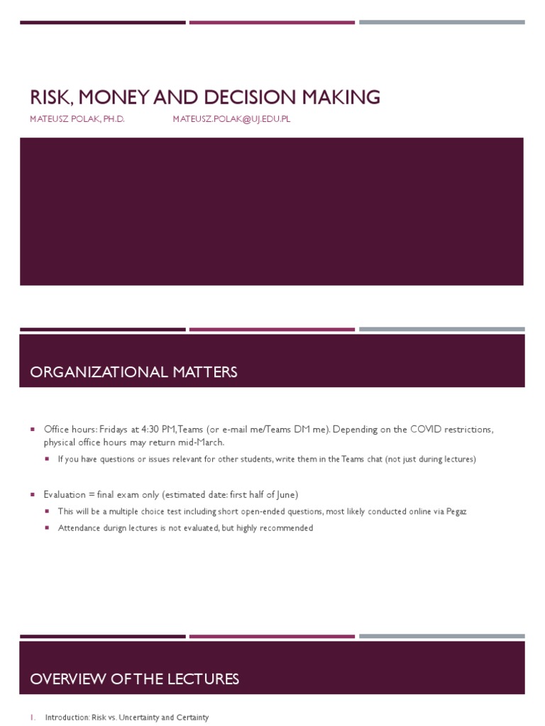 Risk 1 | PDF | Risk | Risk Aversion