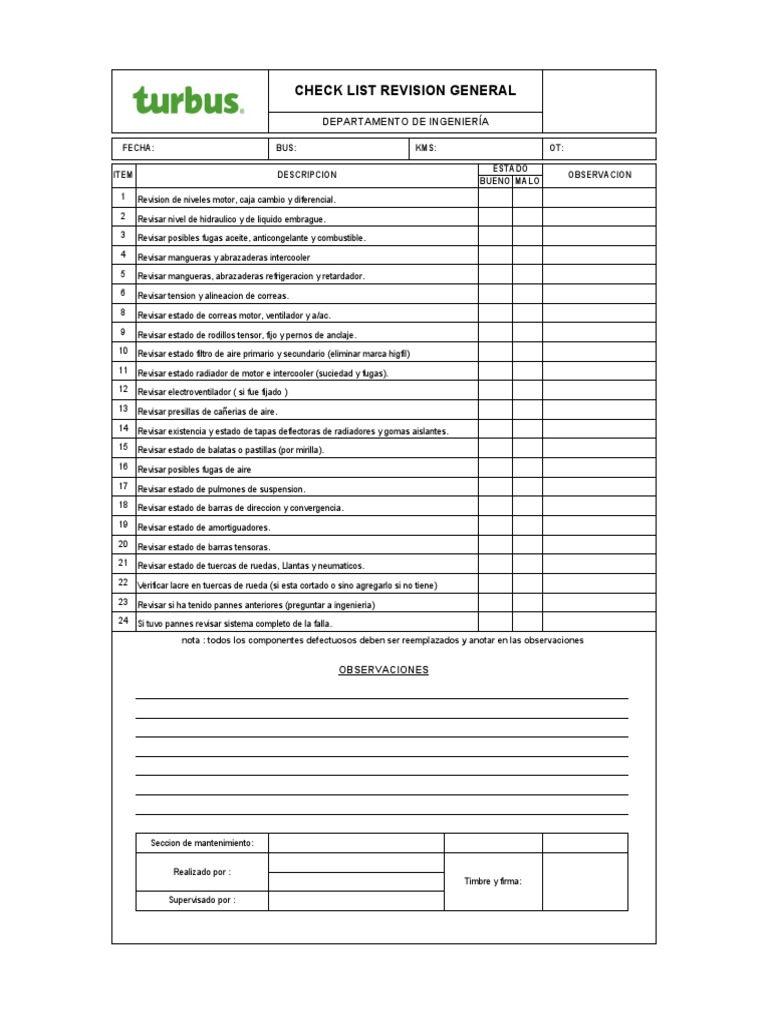 Check List Revision General | PDF