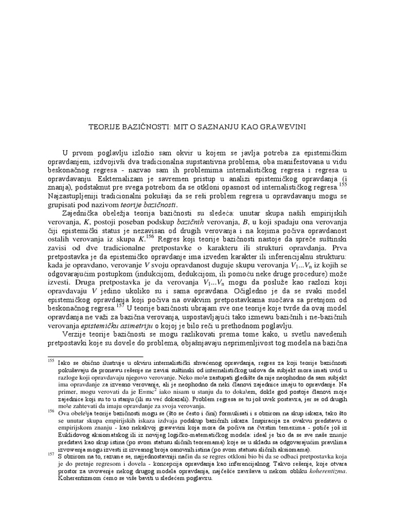 Živan Lazović-O Prirodi Epistemičkog Opravdanja - Gl. 4. | PDF