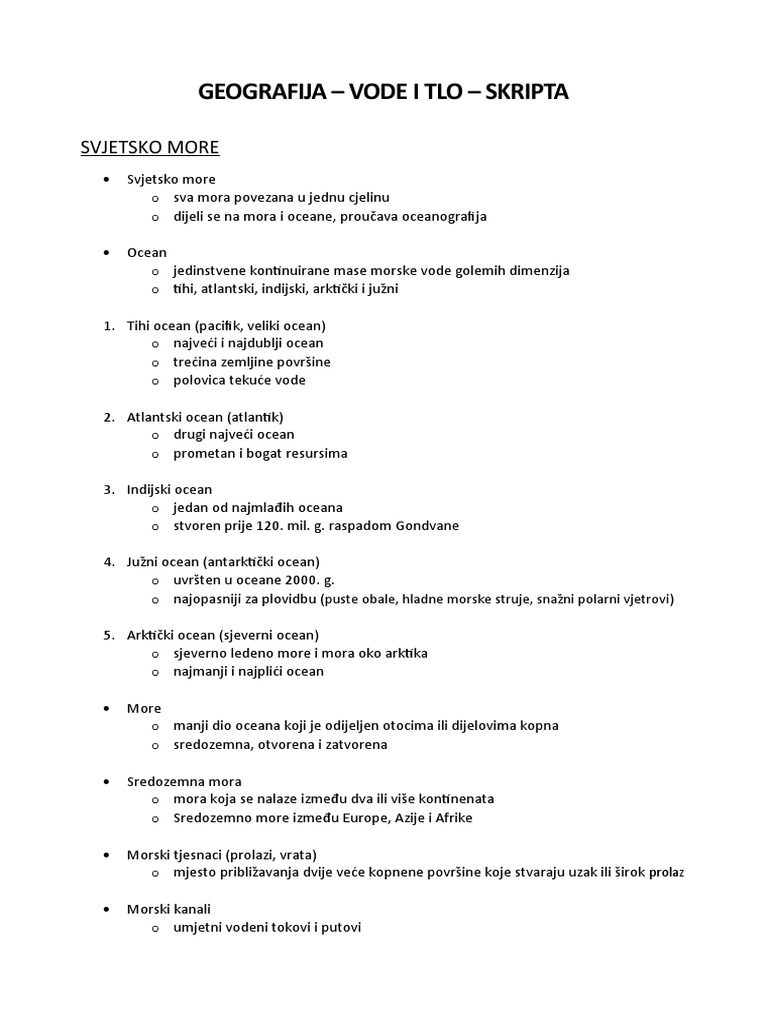 Geografija - Vode I Tlo - Skripta | PDF
