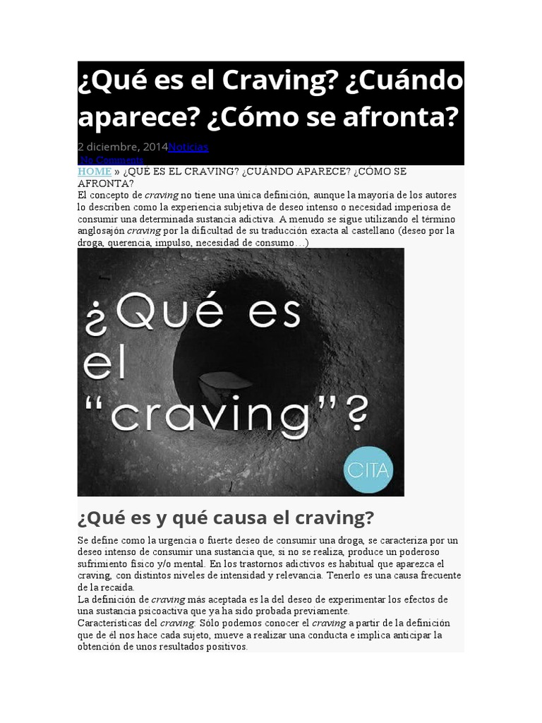 Manejo y Definición del Craving en Adicciones | PDF | Despachador de ...