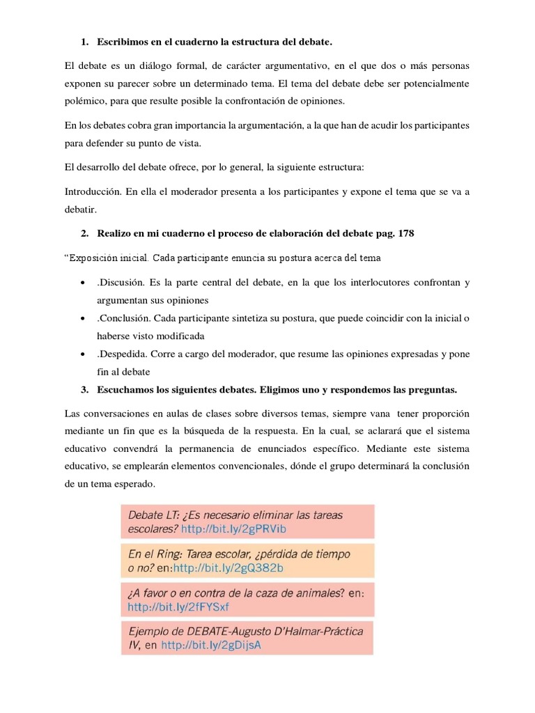 Estructura y Proceso del Debate | PDF