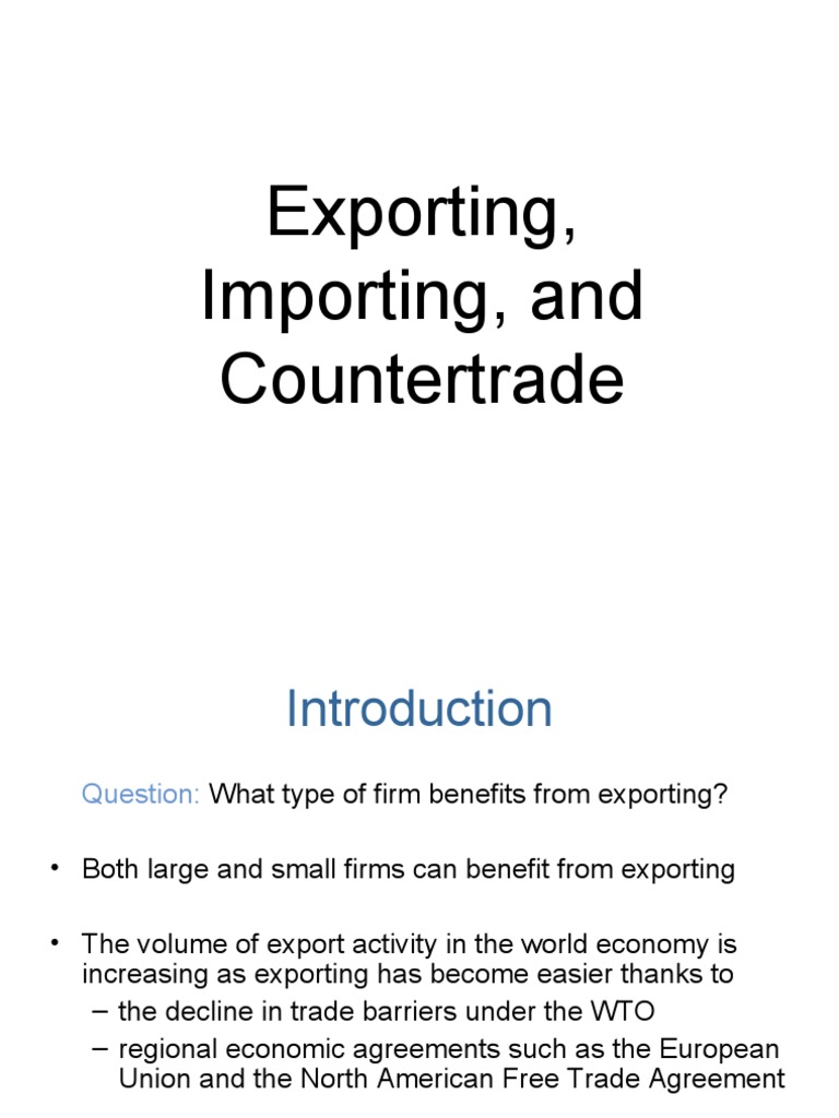 Exporting, Importing, and Countertrade | PDF | Letter Of Credit | Exports