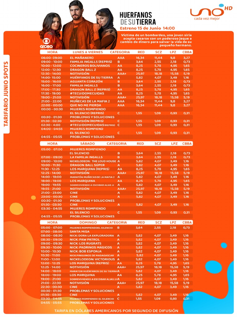 Tarifario RED UNO Spot (Junio 2020) | PDF