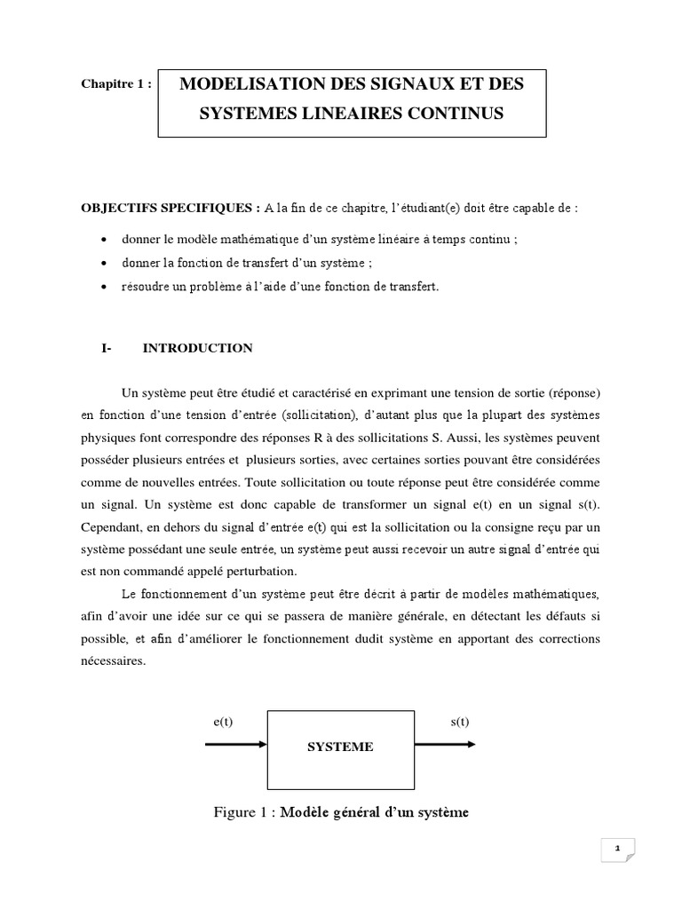 Modélisation des systèmes linéaires | PDF | Fonction (Mathématiques ...