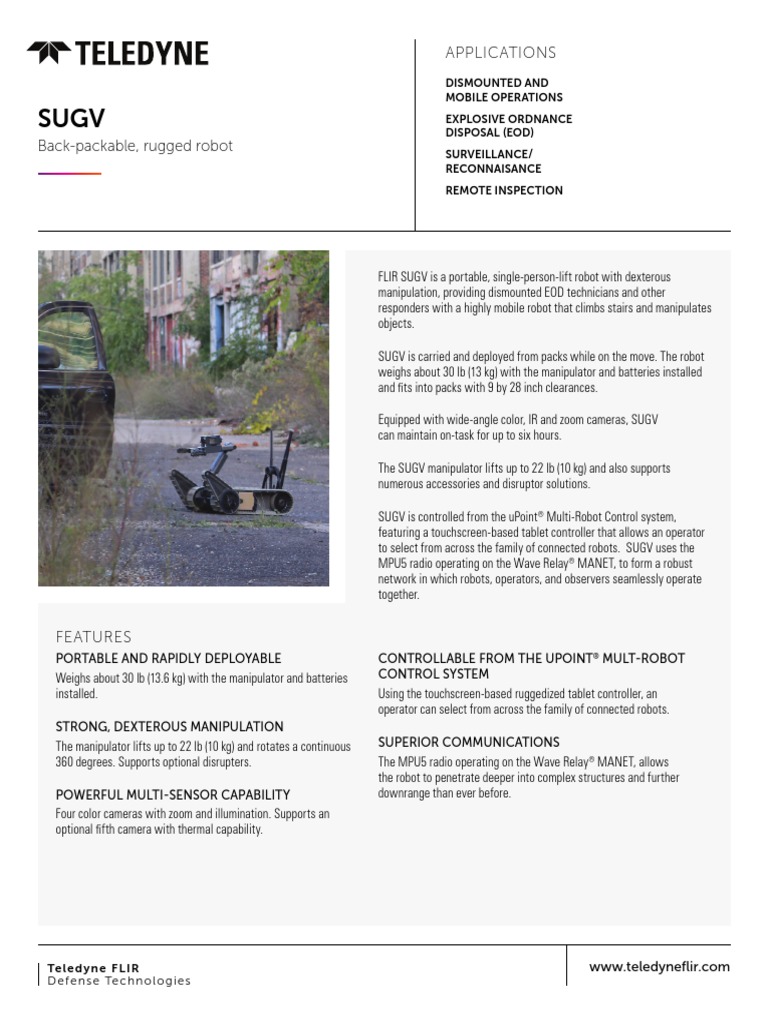 SUGV Datasheet US | PDF | Bomb Disposal | Equipment