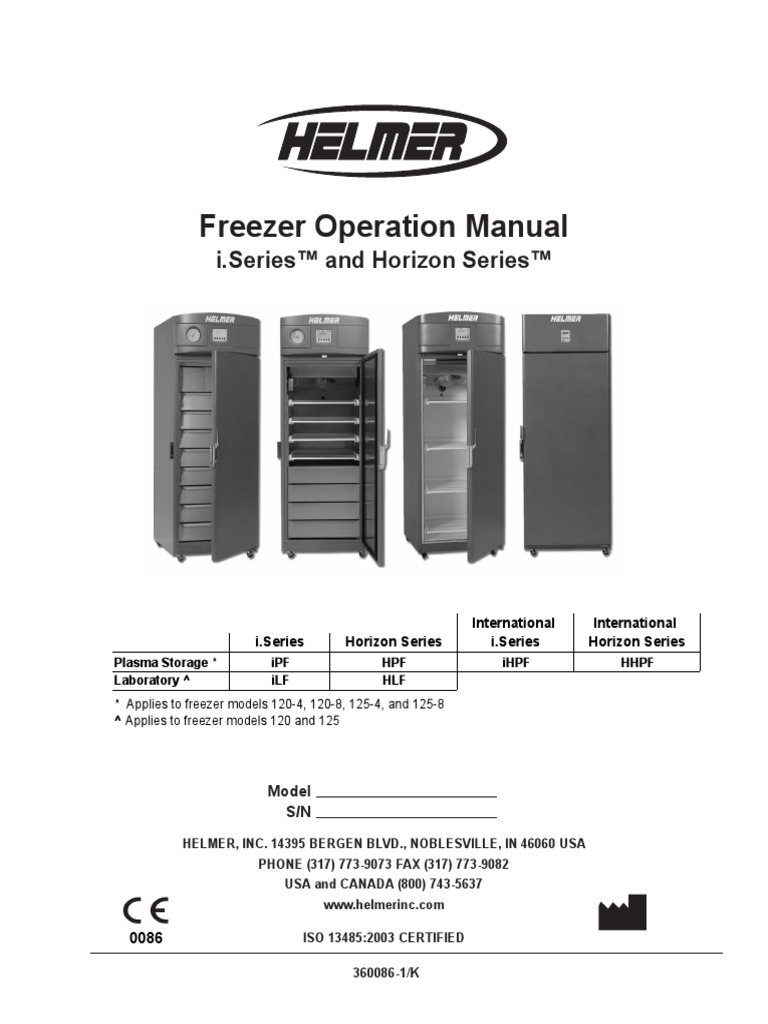 360086-1 Rev J Freezer Operation Manual | PDF | Refrigerator | Safety