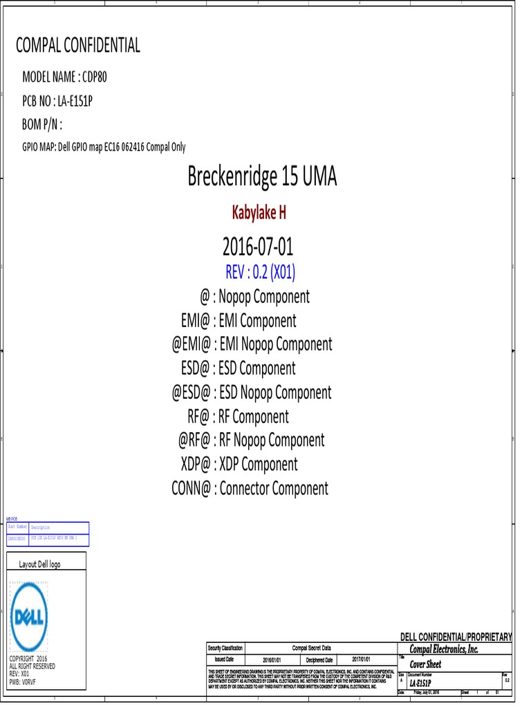 Dell Latitude 5580 Compal CDP80 LA-E151P r0.2 | PDF | Usb | Classified ...