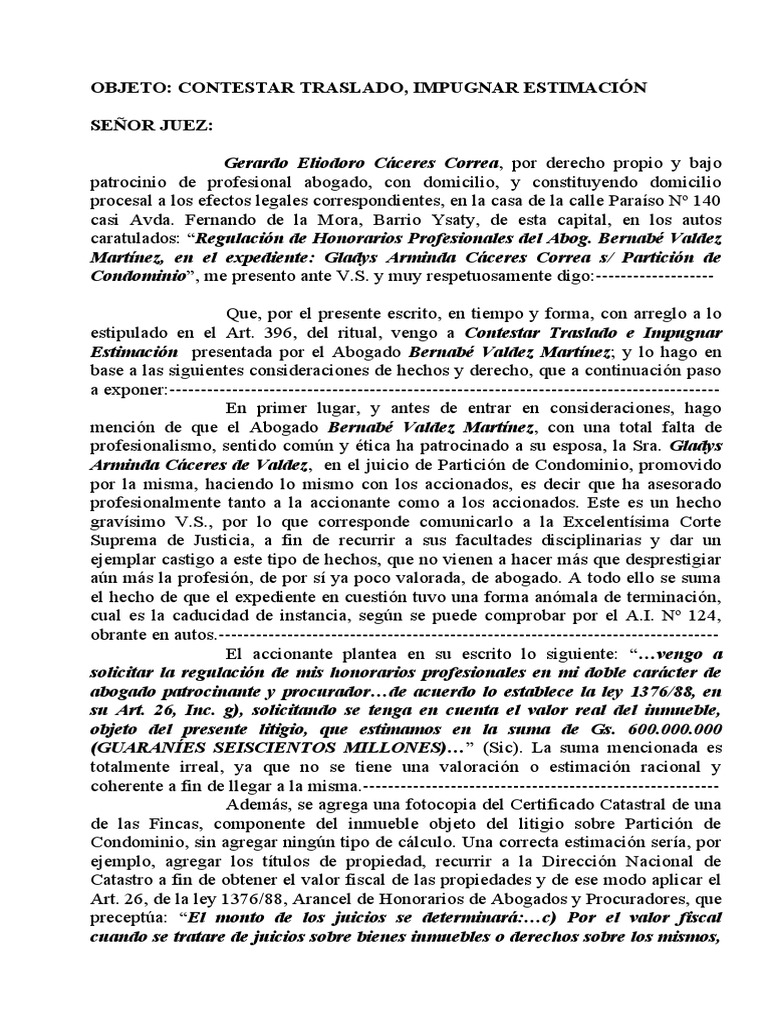 Impugnar Estimación | PDF | Ley común | Principios éticos