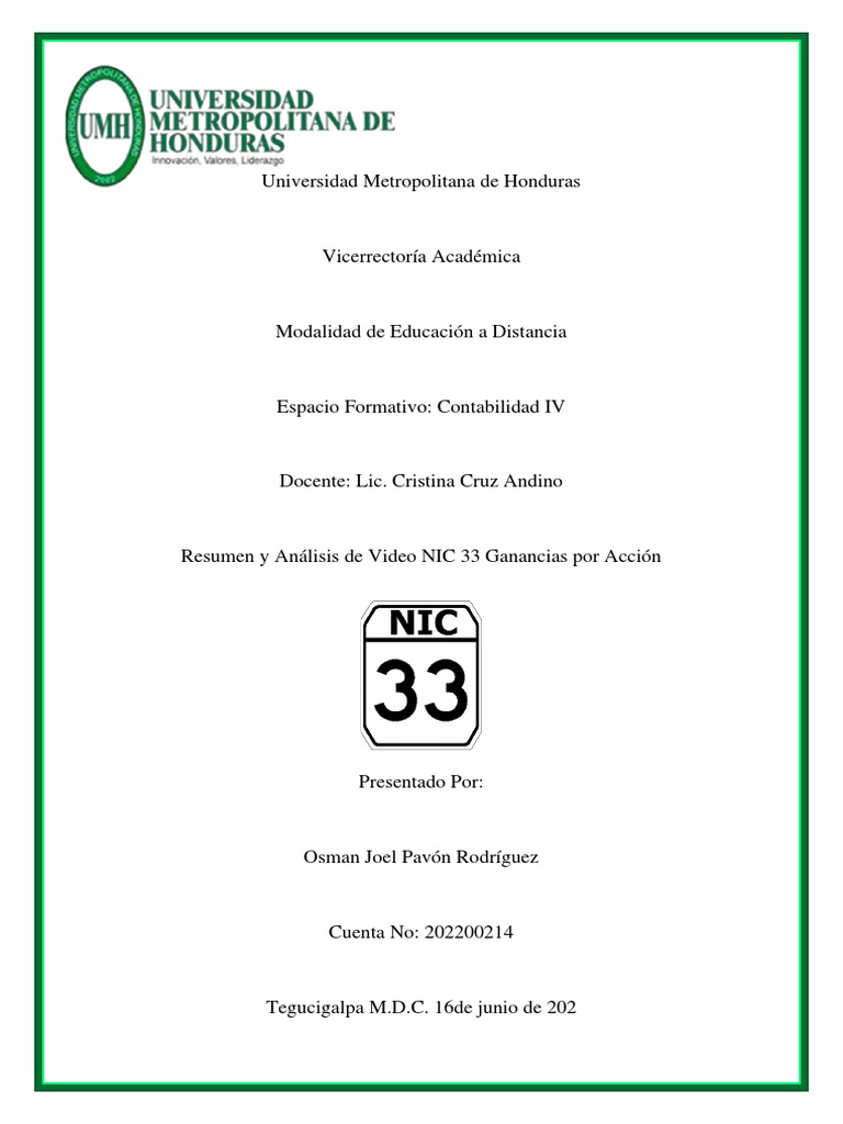 Anális Nic 33 Ganancia Por Acción | PDF | Contabilidad | Compartir (Finanzas)