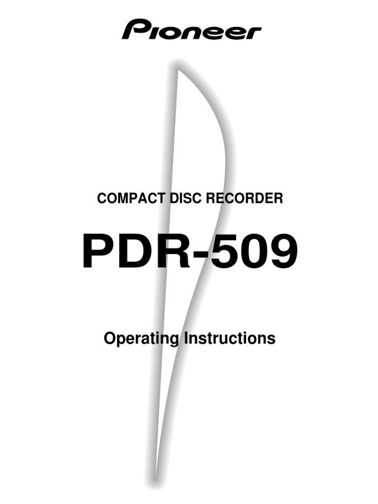 Pioneer PDR-509 Disk Recorder Manual | PDF | Ac Power Plugs And Sockets ...