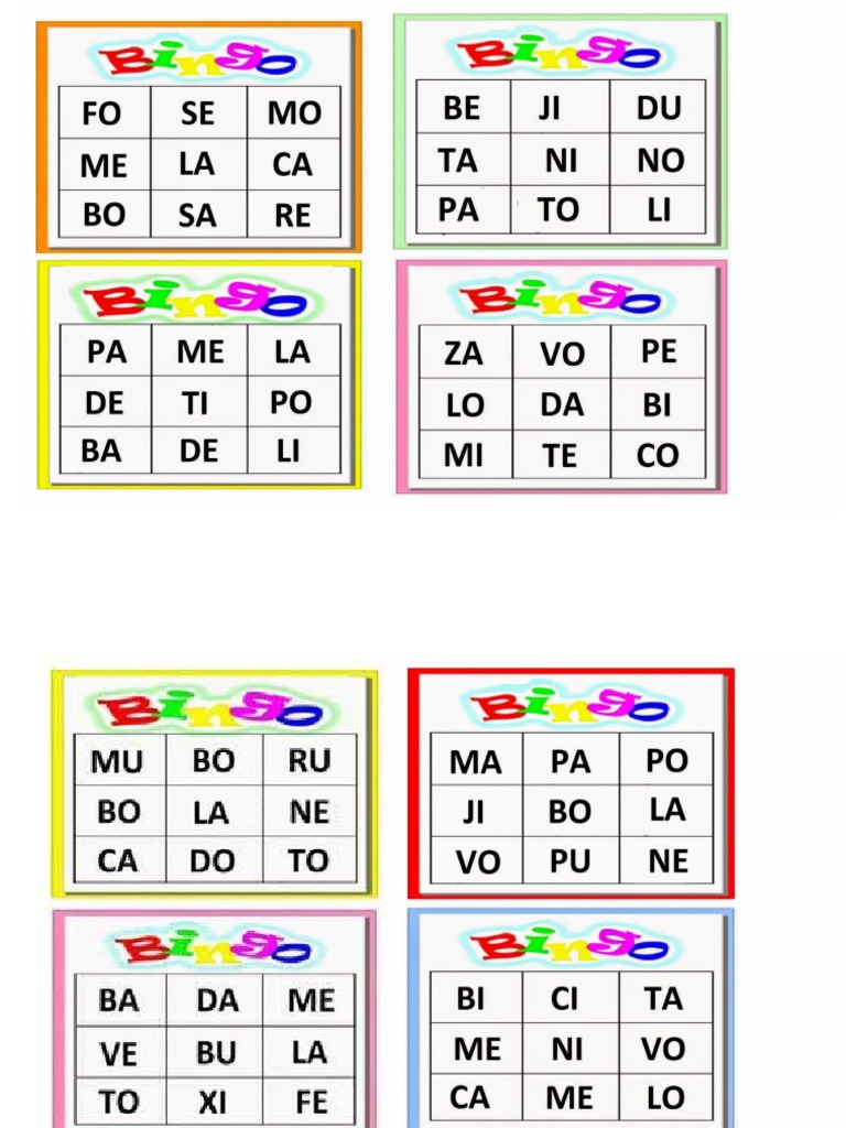 Bingo de Silabas | PDF