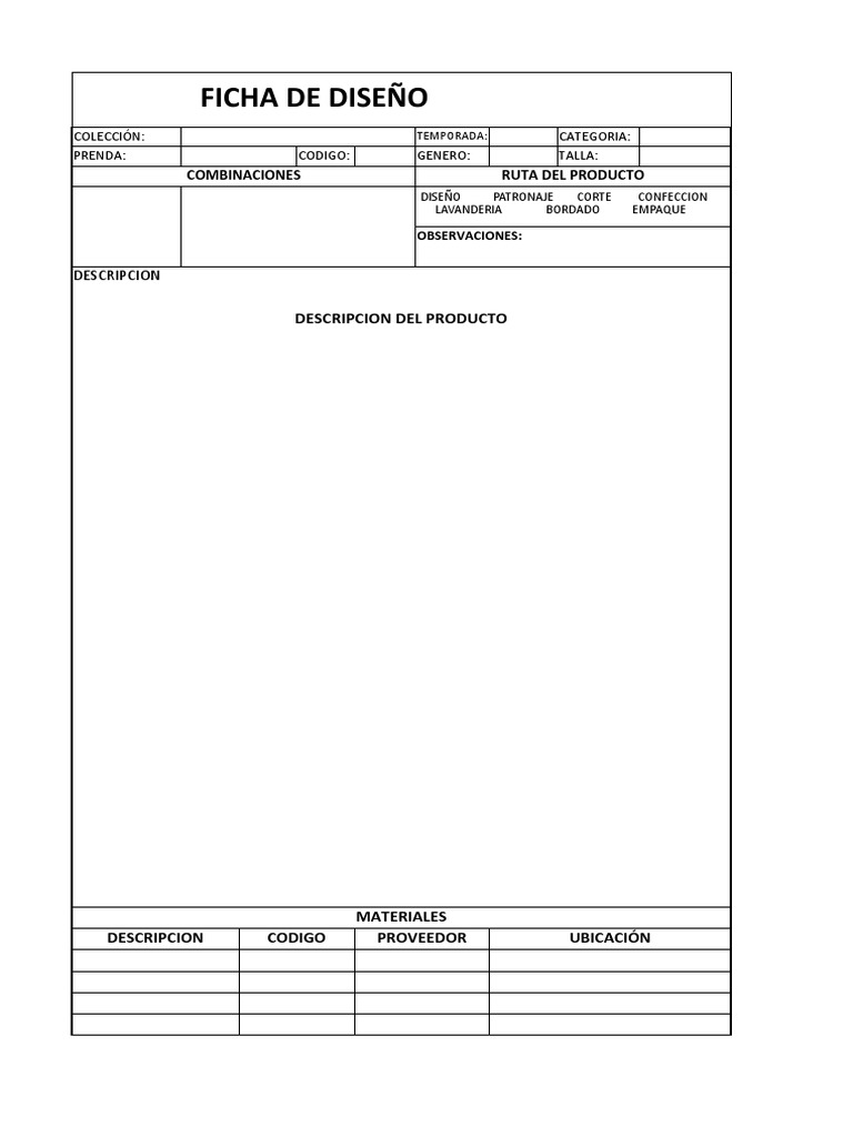 3.FICHAS TECNICAS Vacias PROYECTO | PDF