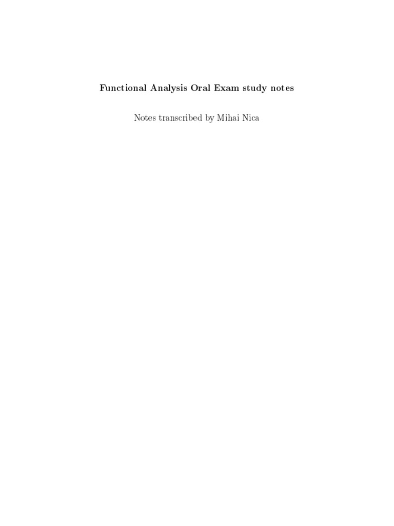 Functional Analysis Oral Exam Study Notes Func Notes Pdf