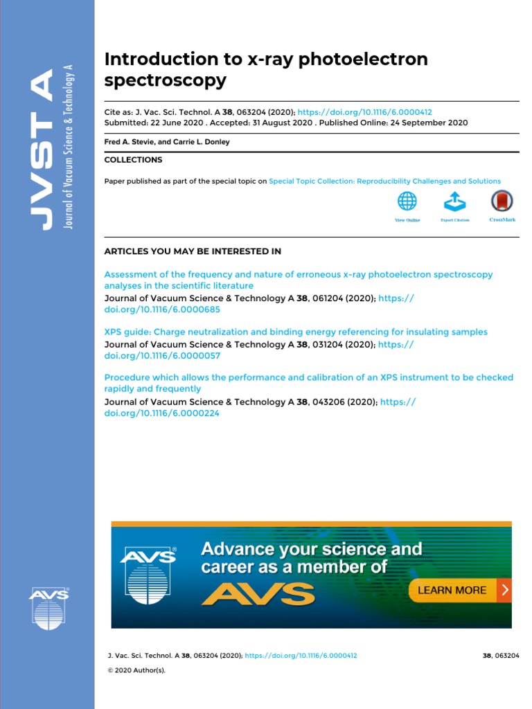 Intro To XPS | PDF | X Ray Photoelectron Spectroscopy | Photoelectric ...