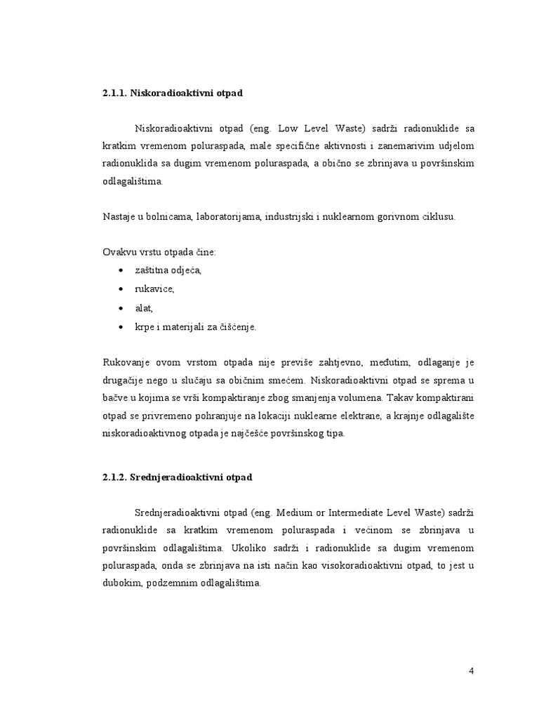 Niskoradioaktivni Otpad | PDF