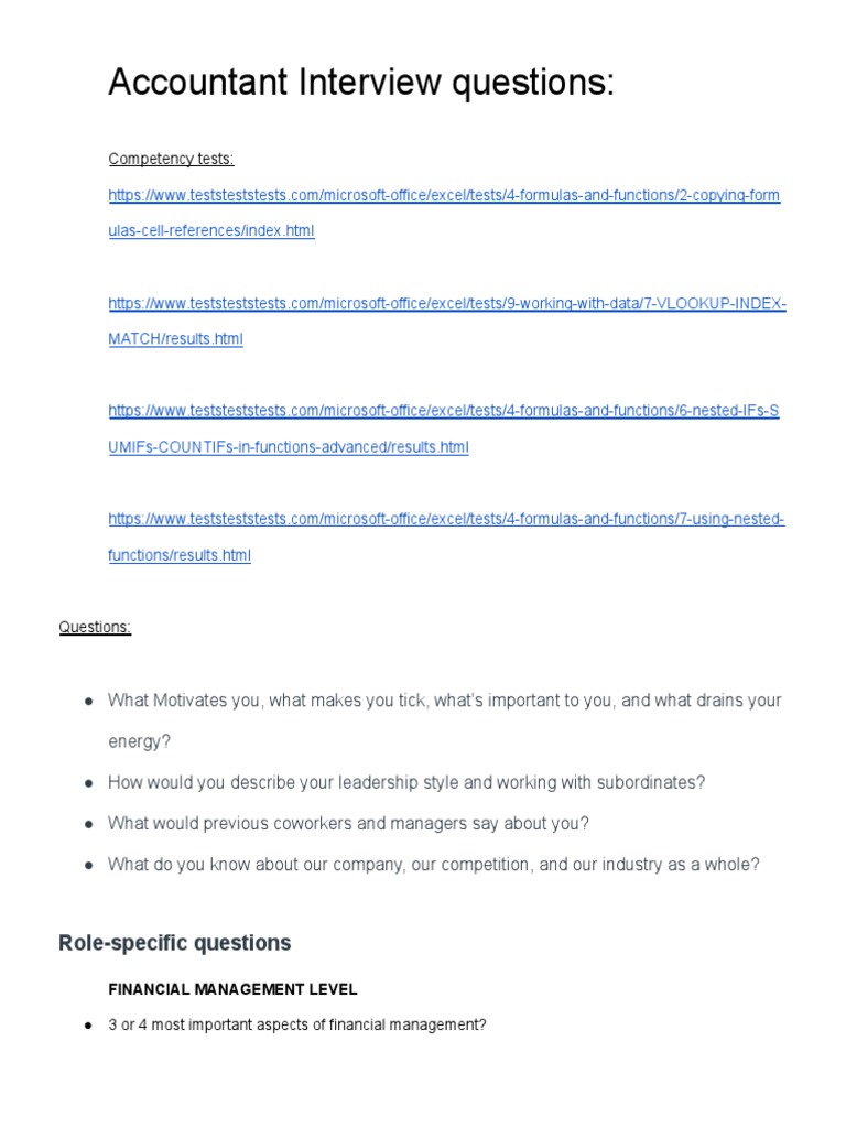 Accountant Interview Questions | PDF | Financial Statement | Experience