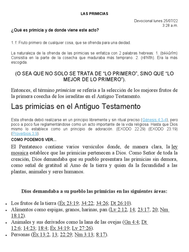 Importancia de las Primicias en la Biblia | PDF | La resurrección de ...