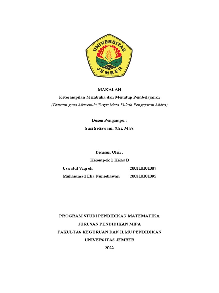 Keterampilan Membuka dan Menutup Pembelajaran | PDF