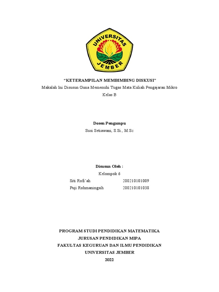 Makalah K6-Keterampilan Membimbng Diskusi | PDF | Seni | Pengembangan Diri