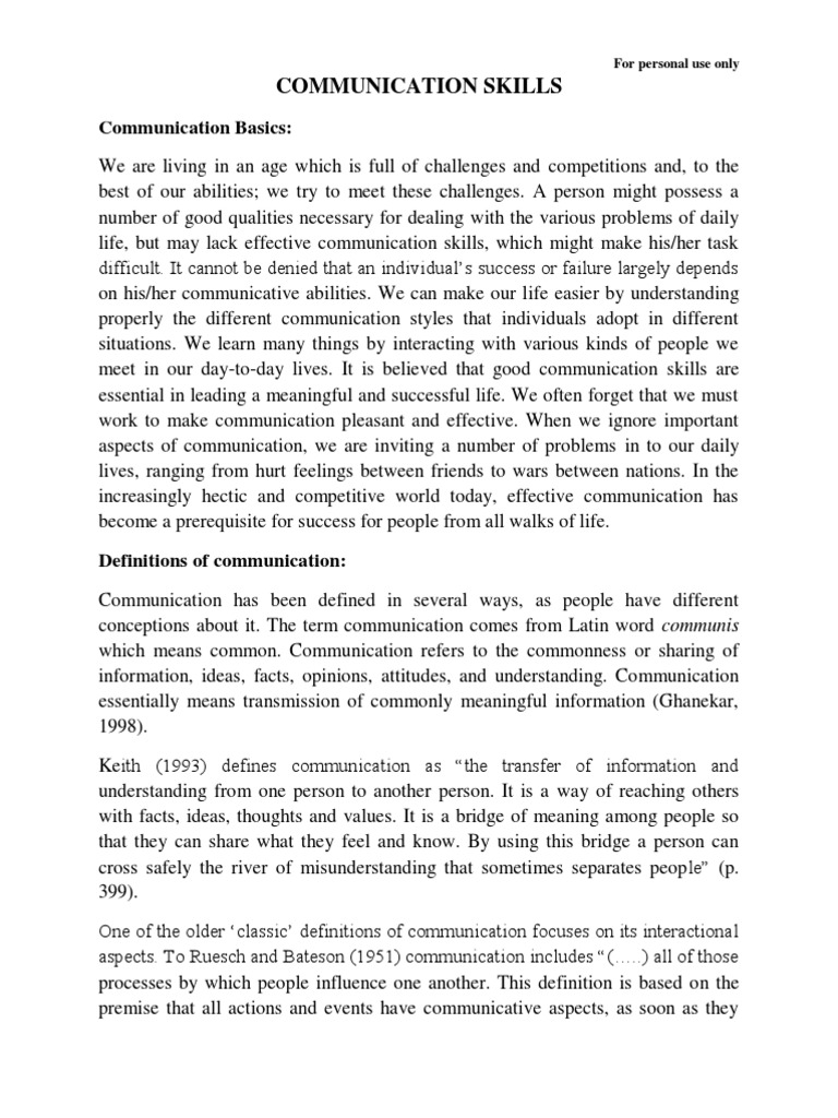 Communication Skills | PDF | Code | Communication