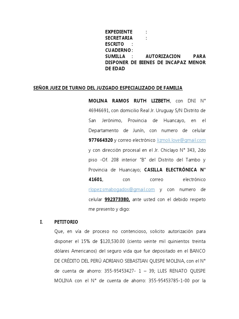 Autorizacion para Disponer de Bienes | PDF | Seguro | Seguro de vida