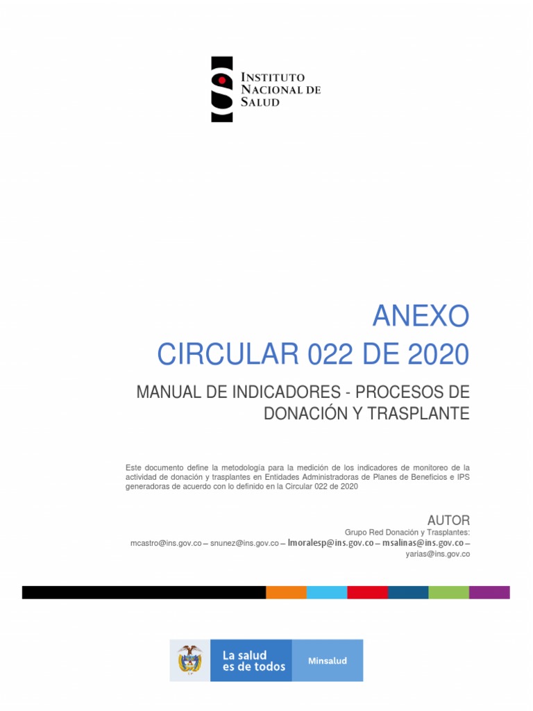 Anexo Tecnico Circular 022 2020 | PDF | Donación de Organos | Transplante de organo