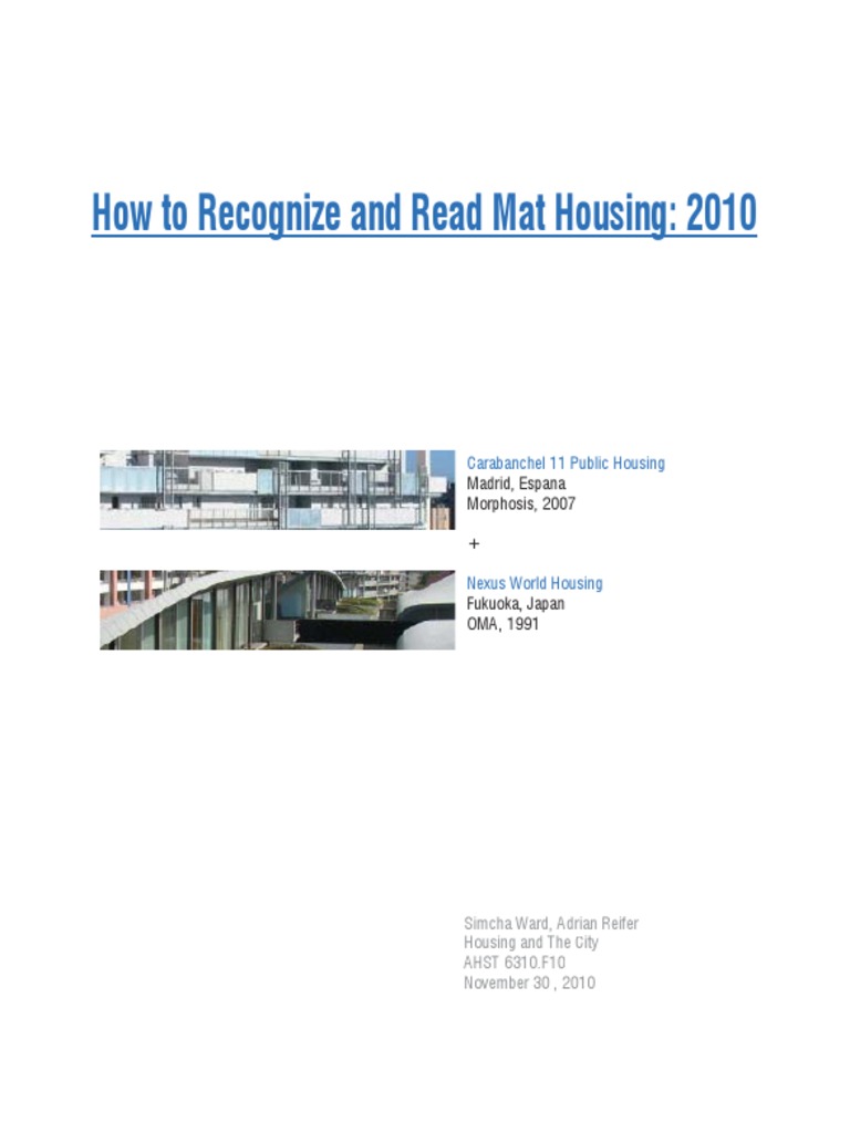 Mat Housing 2010 Final Submission | PDF