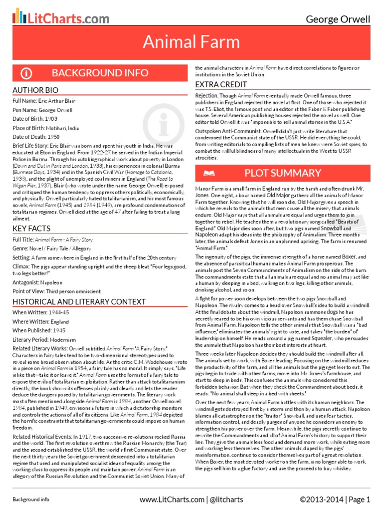 Animal Farm LitChart | PDF | George Orwell