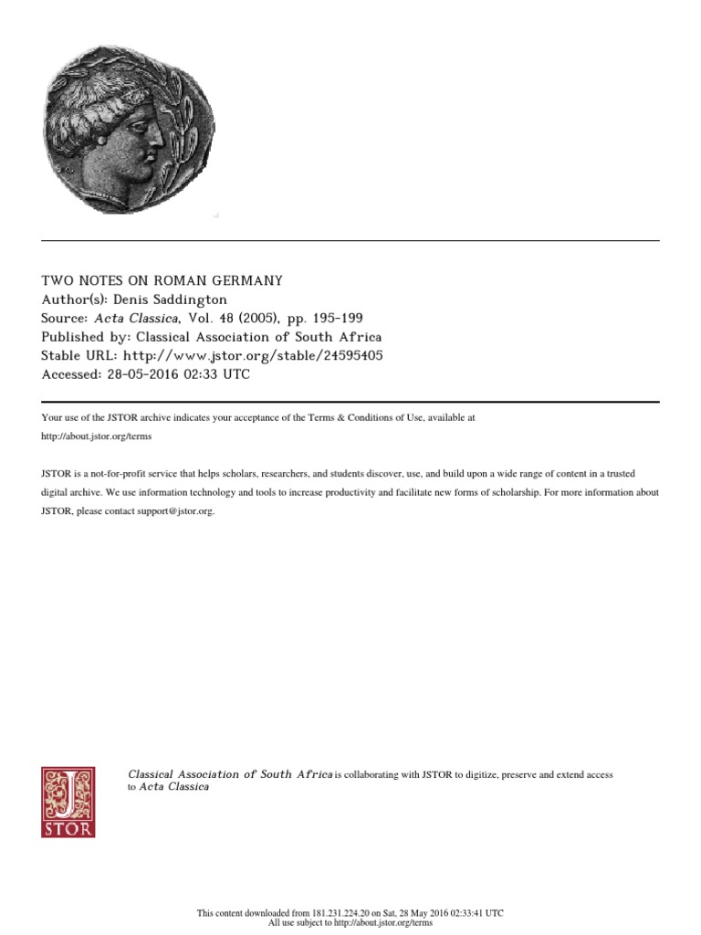 SADDINGTON Twon Notes On Roman Germania | PDF | Classical Antiquity ...