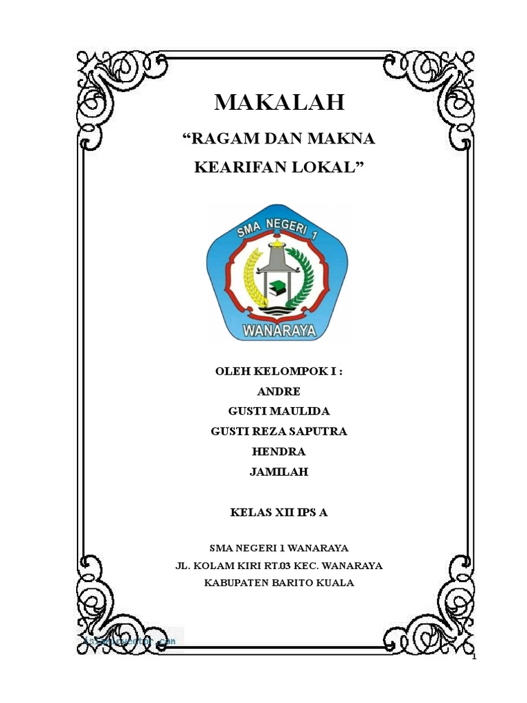 Makalah Kearifan Lokal | PDF Makalah Kearifan Lokal | PDF