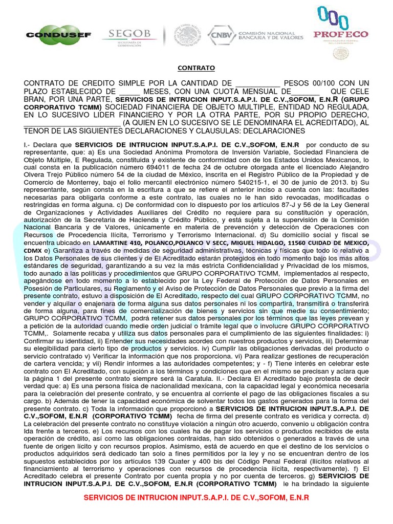 Contrato TCMM | PDF | Pagos | Privacidad de la información
