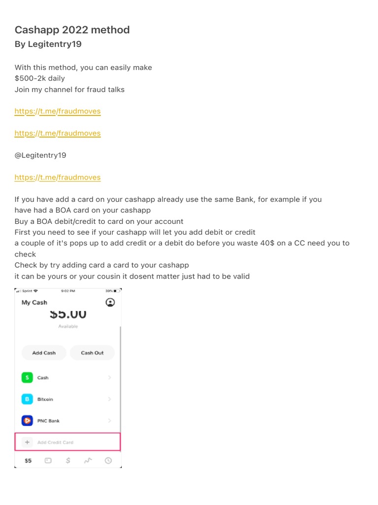 $500-$1k Cashapp 2022 Method | PDF