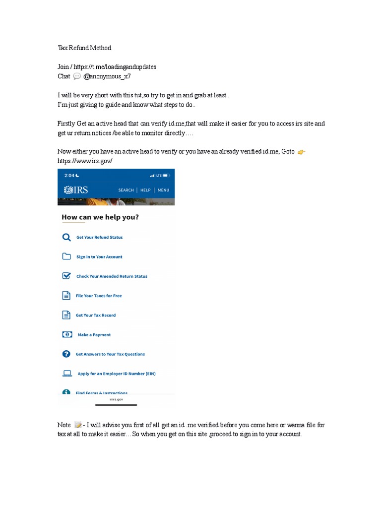 Tax Refund Method | PDF