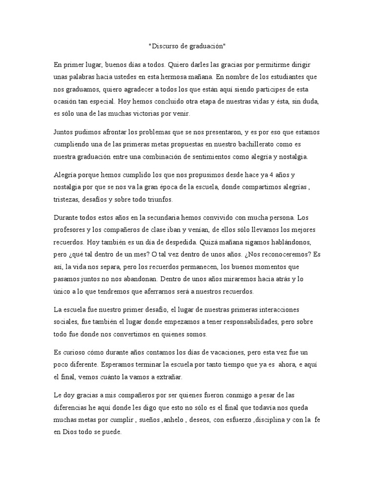 Discursos de Graduación Inspiradores | PDF | Relaciones personales ...