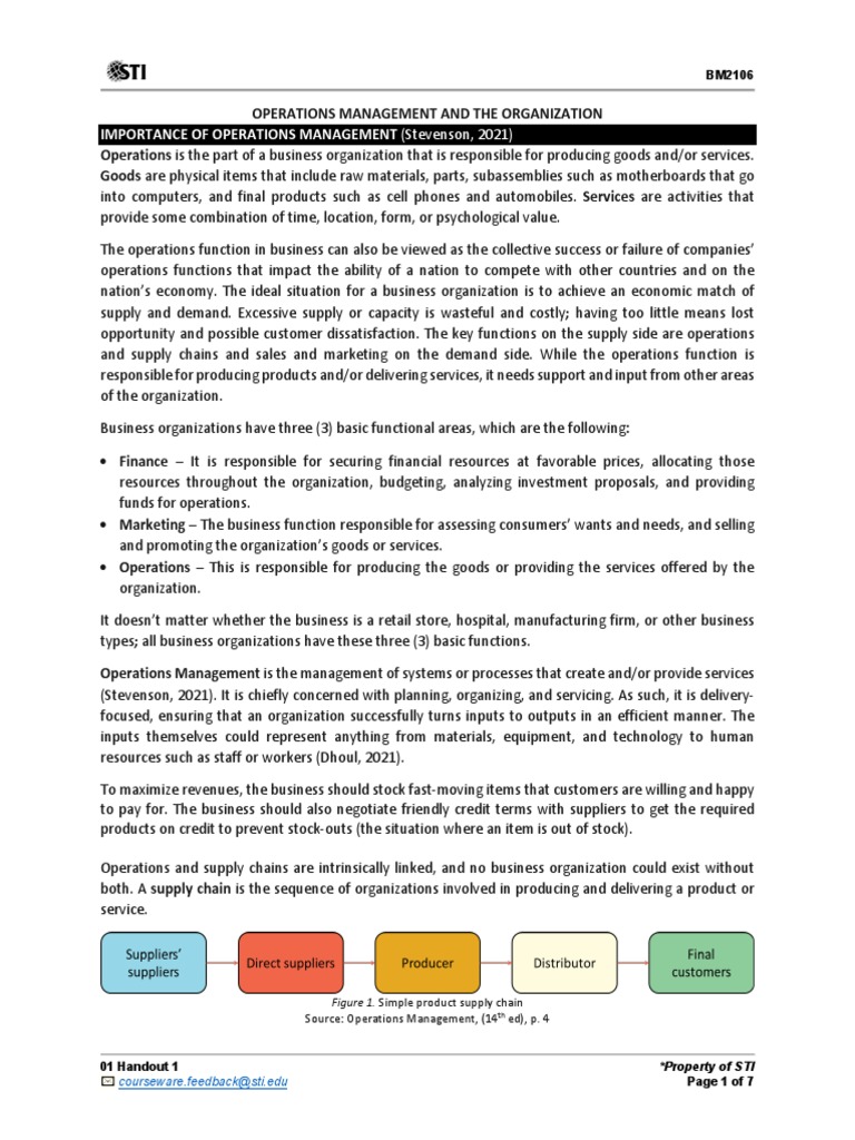 01 Handout 1 | PDF | Supply Chain | Operations Management
