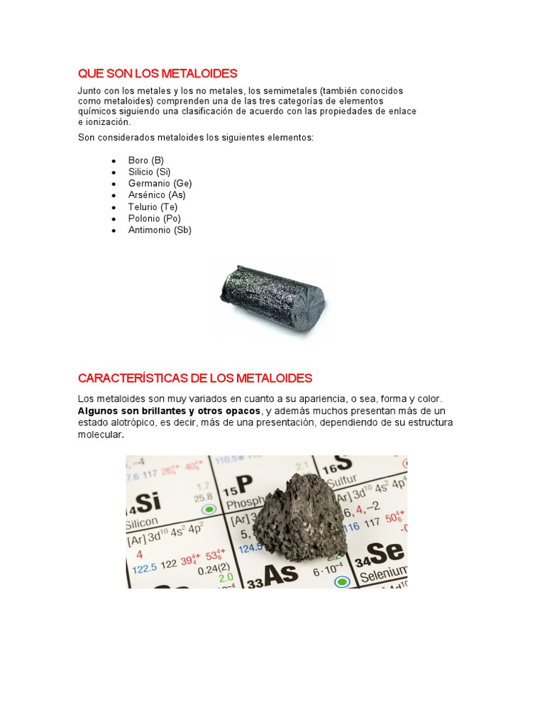 Los metaloides: características de estos elementos químicos intermedios ...
