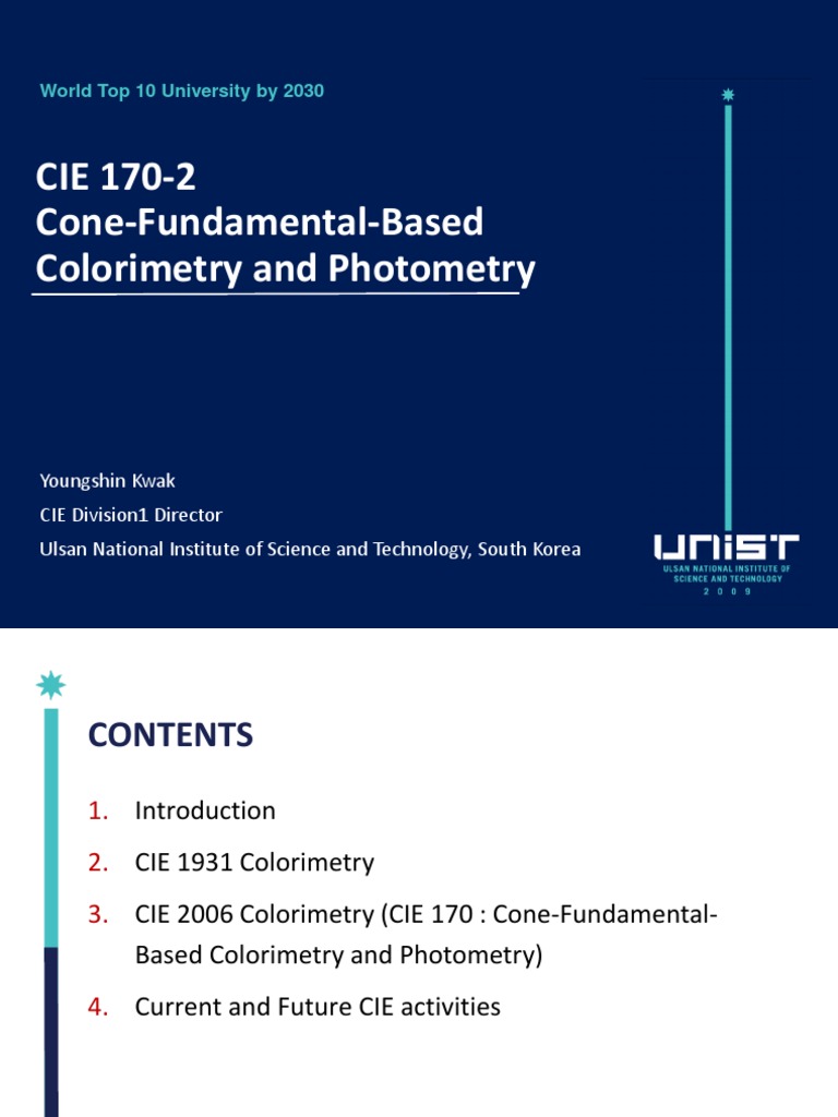 CIE 170 Cone-Fundamental-. Based Colorimetry and Photometry | PDF ...