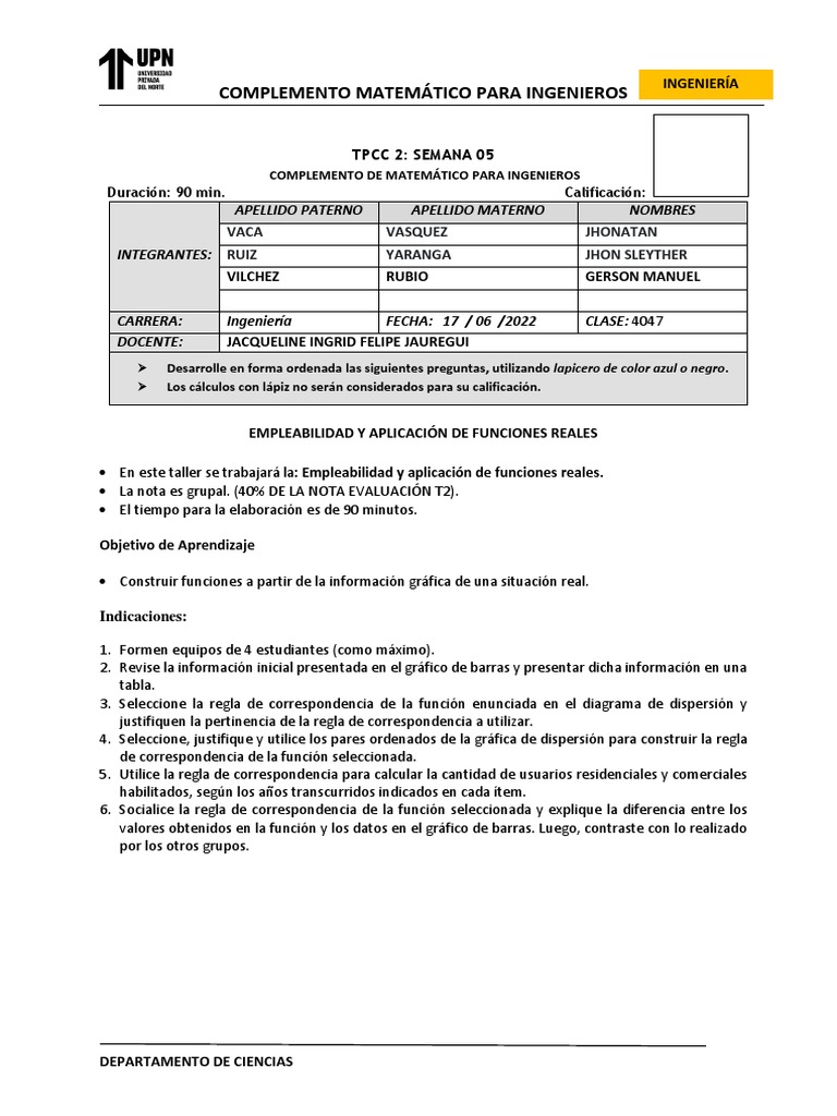 Comma Ing 4047 TPCC T2 8 | PDF | Función (Matemáticas) | Perú