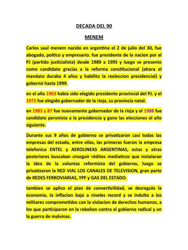 MENEM | PDF | Gobierno | Economias