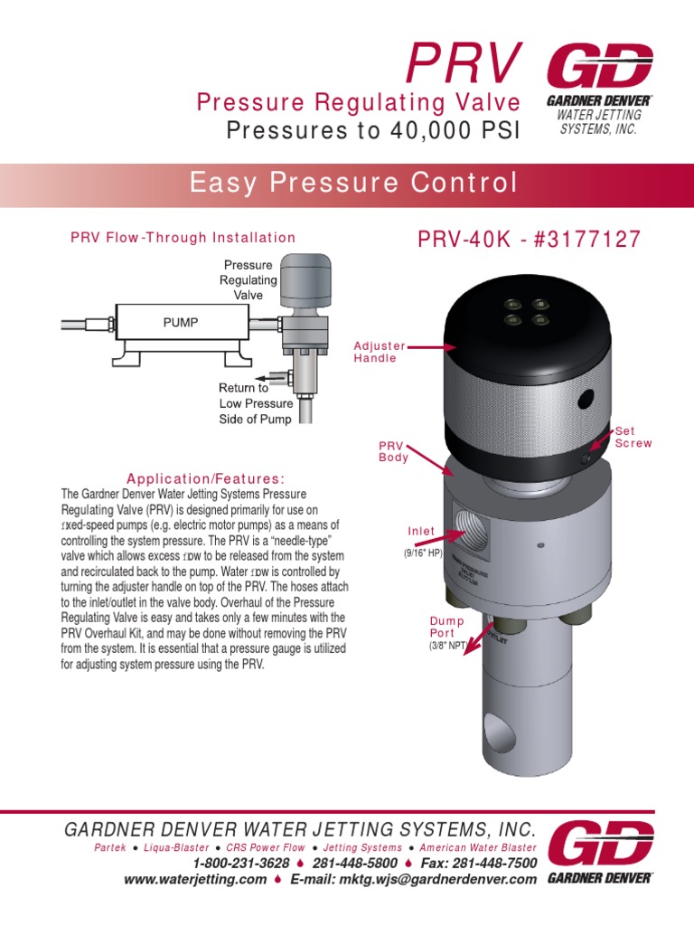 PRV Overhaul Kit for Water Jetting Systems | PDF | Valve | Pump