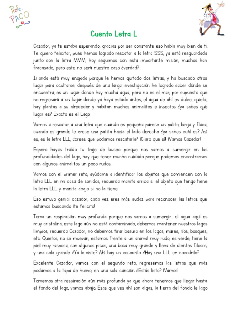 Cuento Letra L | PDF