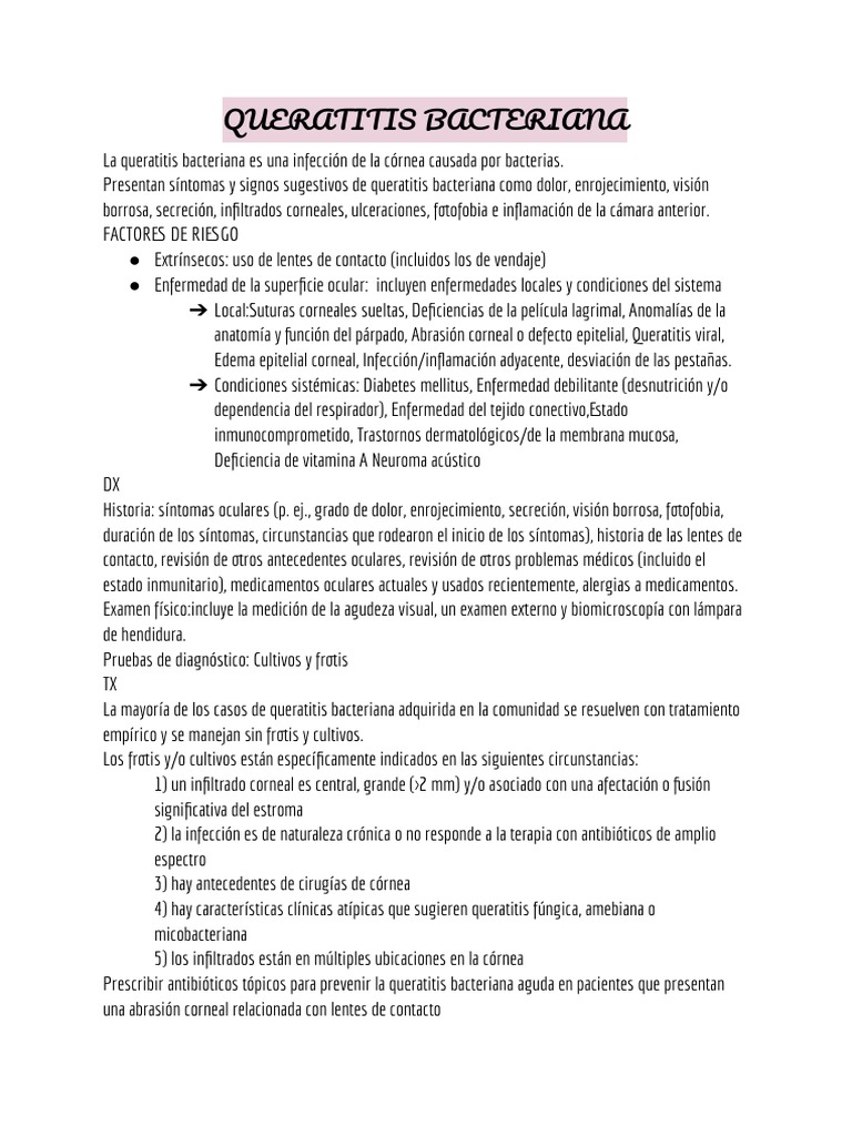 Queratitis Bacteriana: Síntomas y Tratamiento | PDF | Córnea | Ciencias ...