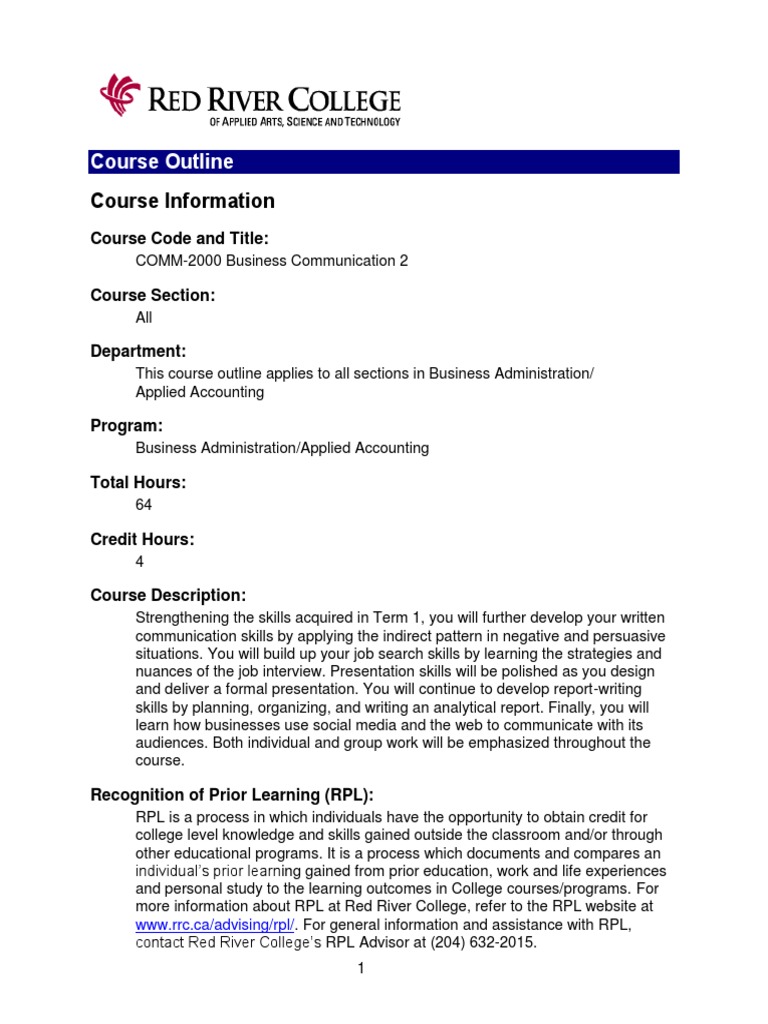COMM-2000 CourseOutline | PDF | Accessibility | Learning