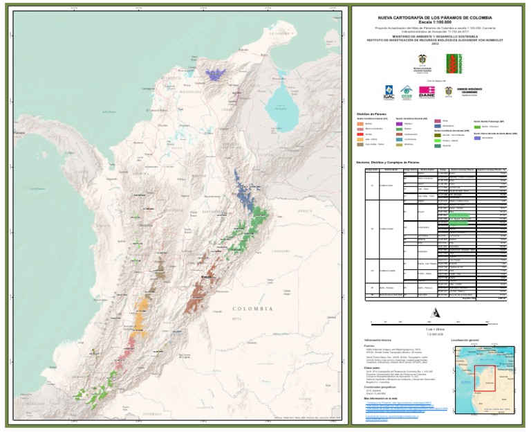 Mapa Páramos Colombia | PDF | Colombia | Datos geográficos e información