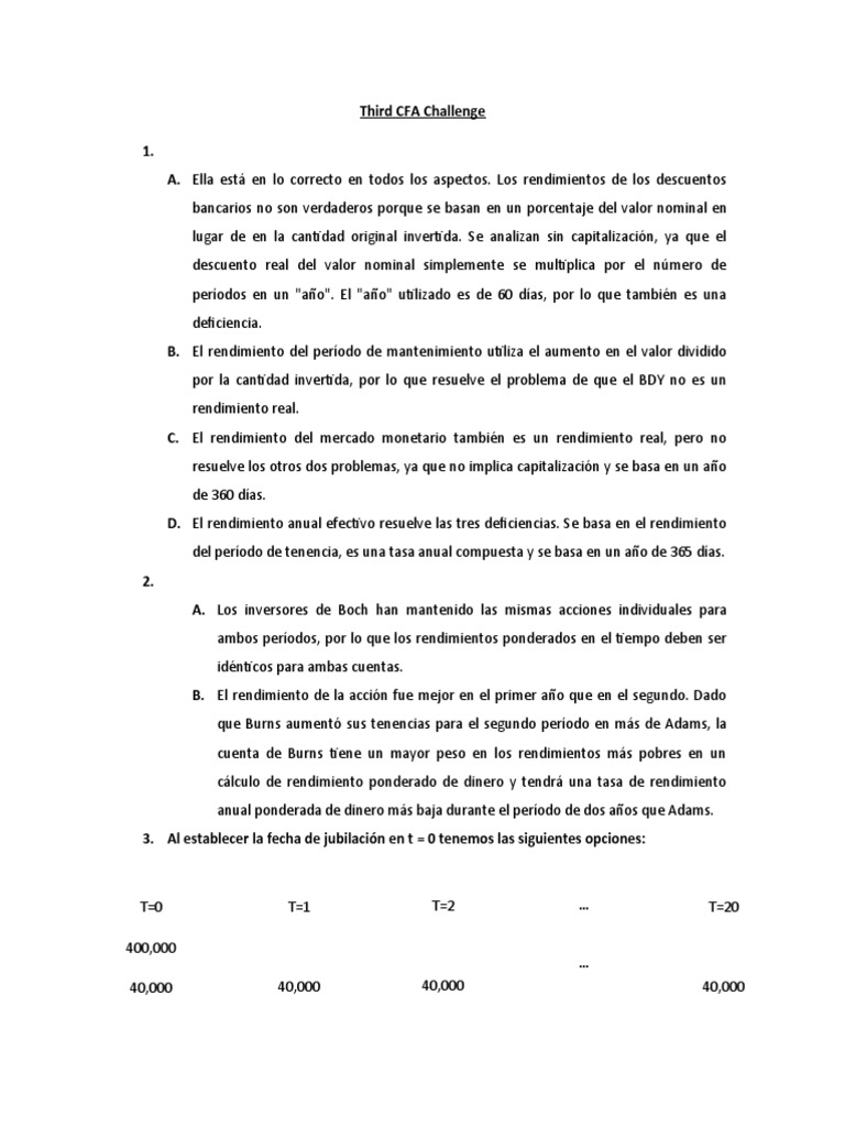 Third CFA Challenge | PDF | Negocios | Finanzas y dinero