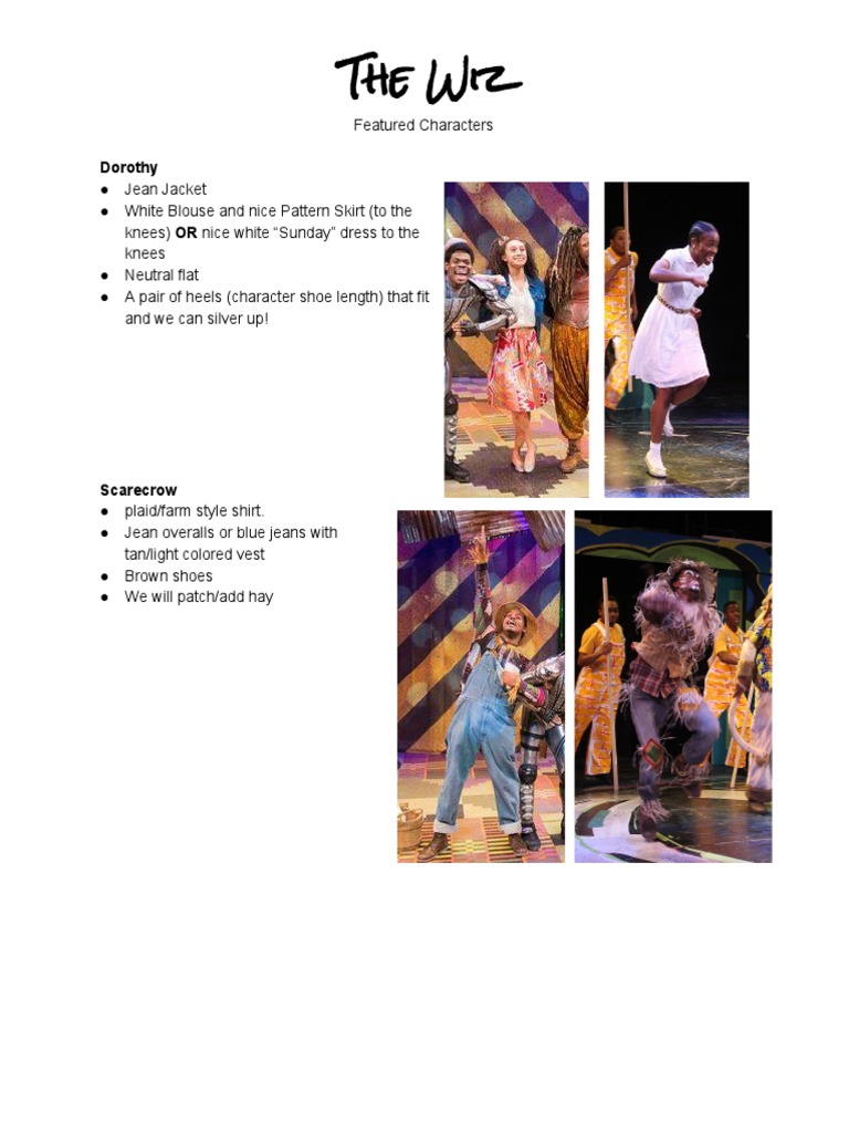 Dorothy and Friends Costumes | PDF | Cooking, Food & Wine | Language ...