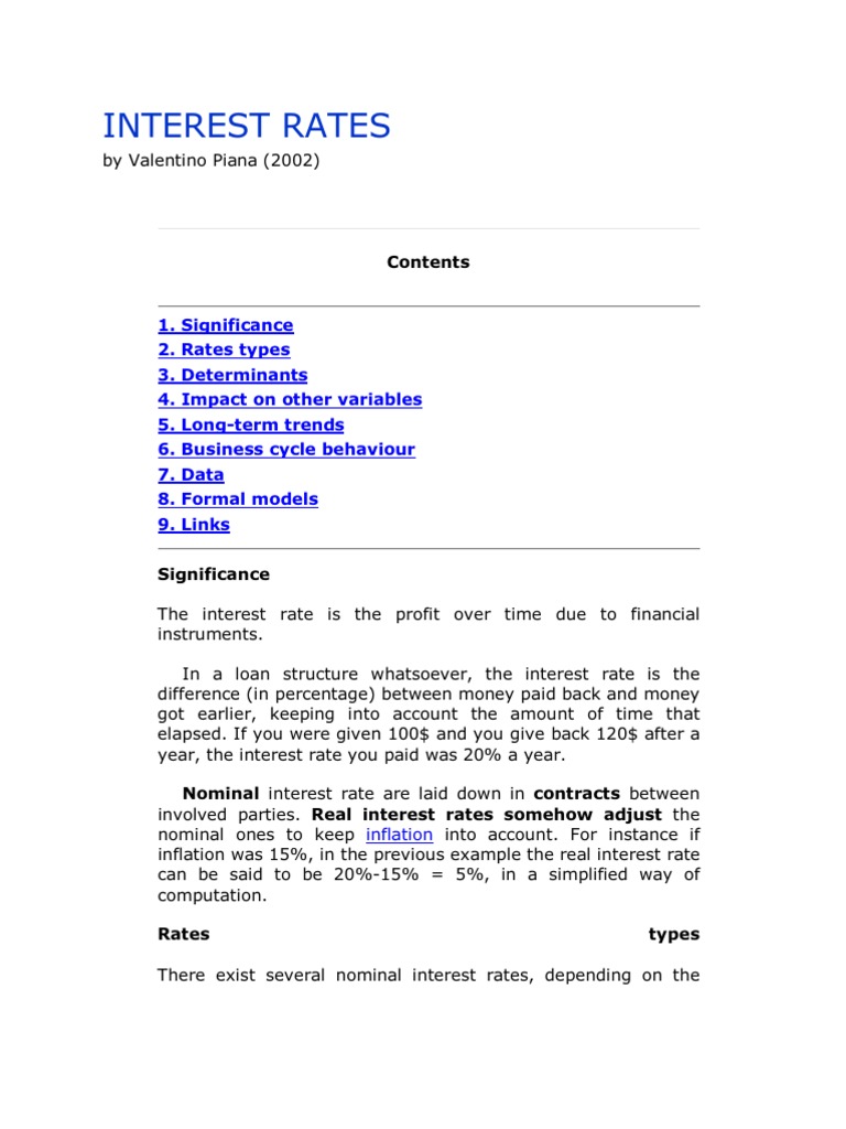 Interest Rates | Interest | Interest Rates